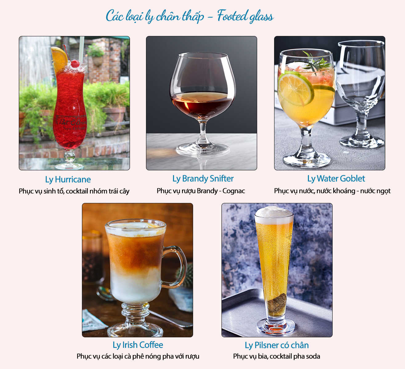 Điểm danh 21 loại ly CockTail Phục vụ rượu thường được dùng trong quầy ...